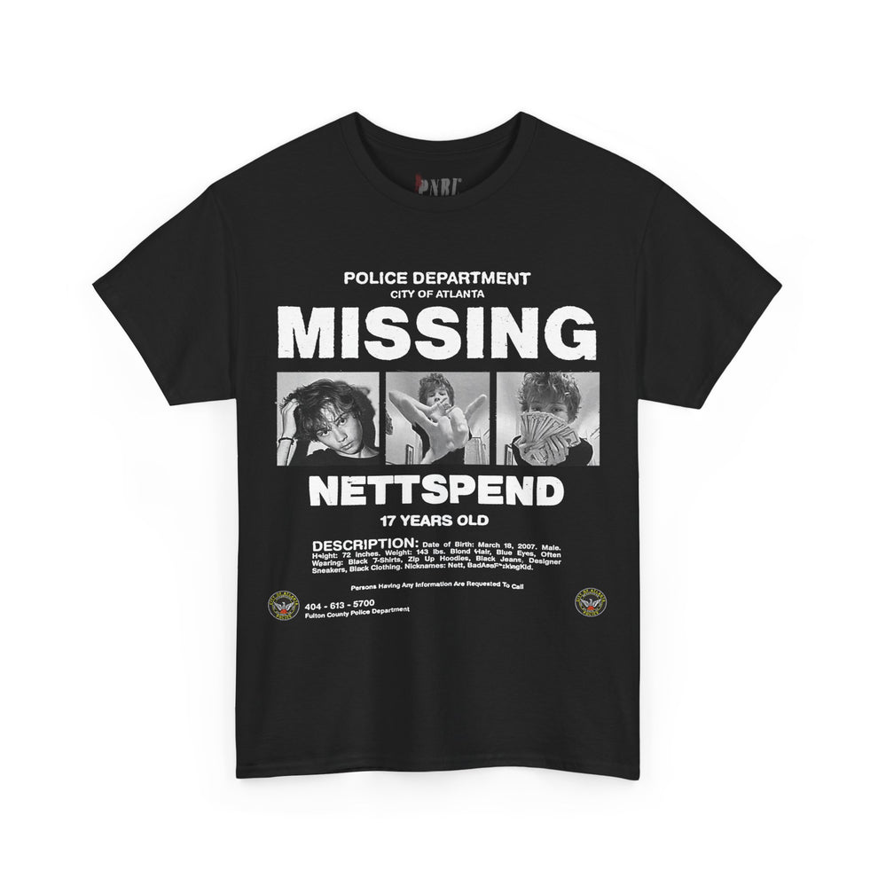 Nettspend Missing Tee Black – PluggnbLounge